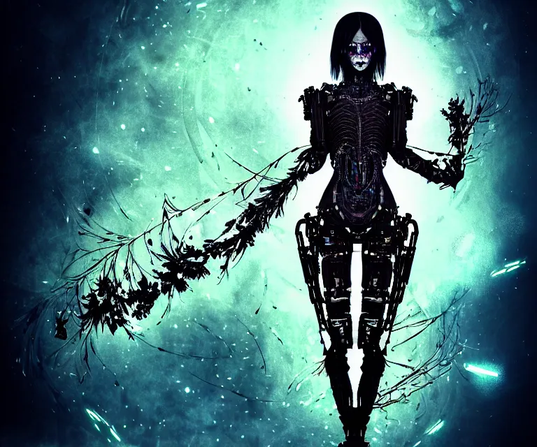 gothic mute hybrid cyborg warrior girl wearing cybor | Stable Diffusion
