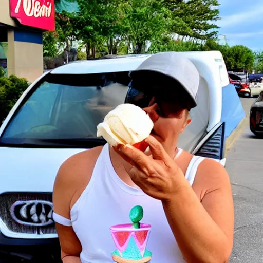 death holding ice cream in a denny's parking lot | Stable Diffusion | OpenArt