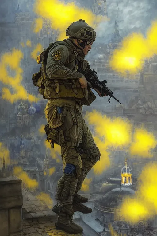 special forces soldier installin ukrainian blue and | Stable Diffusion ...