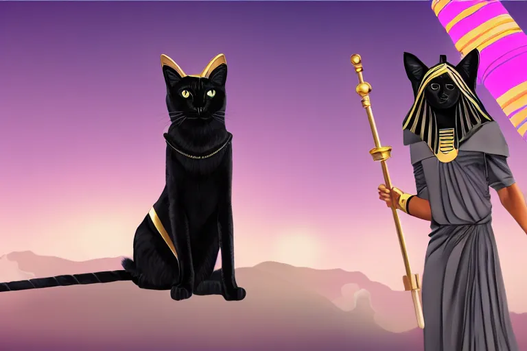 A black cat Pharaoh, wearing an Egyptian attire and a | Stable Diffusion | OpenArt