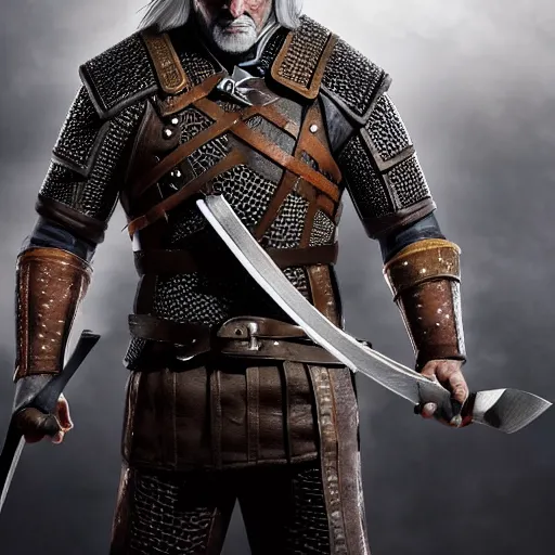 Geralt witcher as a butcher with axe in his hand, shot | Stable ...