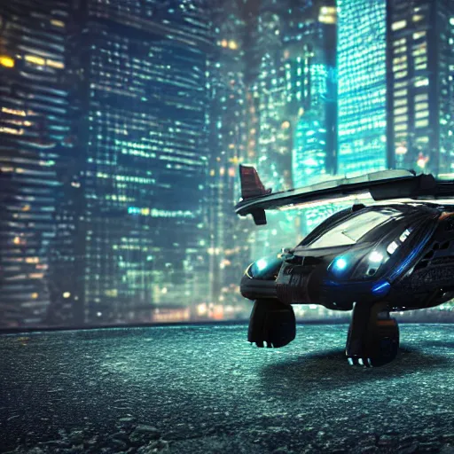 cyberpunk flying car in cityscape shallow depth of | Stable Diffusion ...