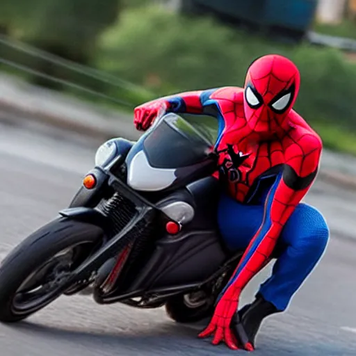 spider-man riding motorcycle wearing shoei helmet | Stable Diffusion ...