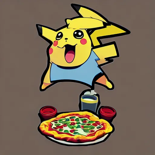 pikachu, eating ranch pizza, trending on artstation, | Stable Diffusion
