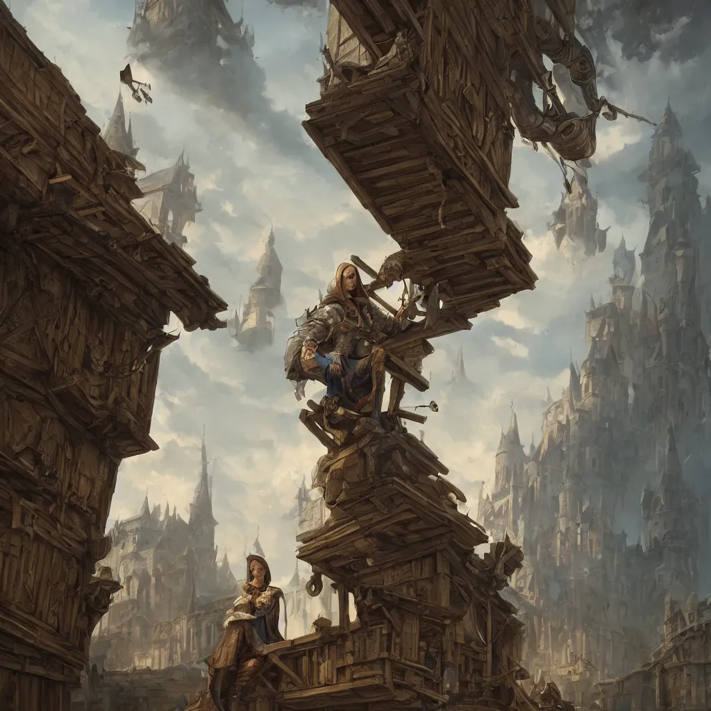 a medieval noble bent over a desk with papers on it, a | Stable ...