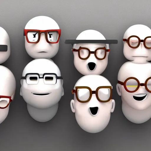 3D render of the ios nerd emoji, glossy, white | Stable Diffusion