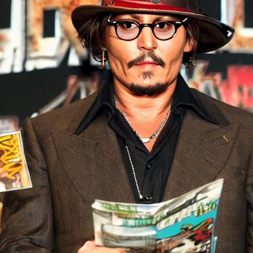 johnny depp reading a cyberfrog comic book | Stable Diffusion | OpenArt