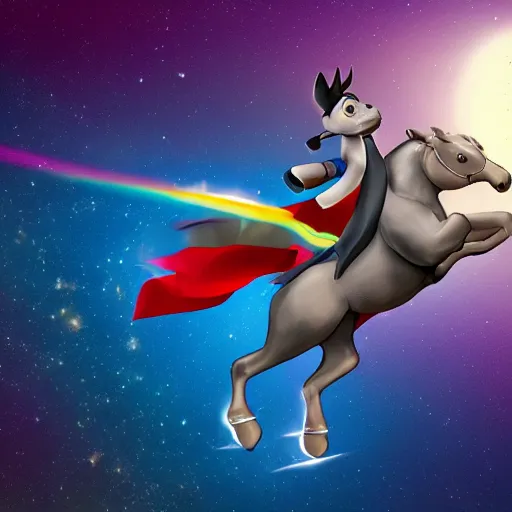 donkey super hero flying through space, 4k, highly | Stable Diffusion ...