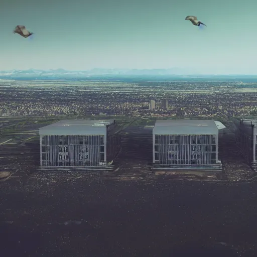 Three sci fi nuclear containment buildings in an | Stable Diffusion ...