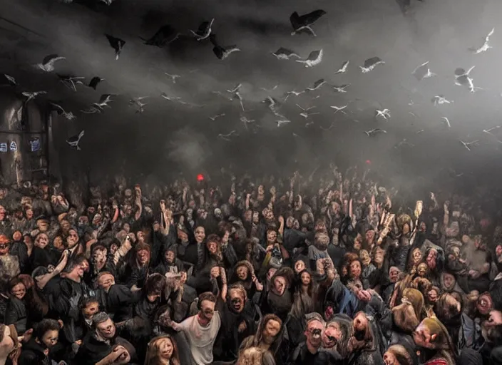 a rave of ravens, claustrophobic, party, a lot of | Stable Diffusion ...