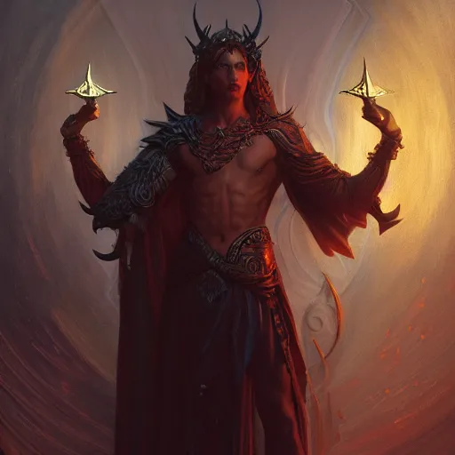 attractive male deity, casting dark magic, summoning | Stable Diffusion ...