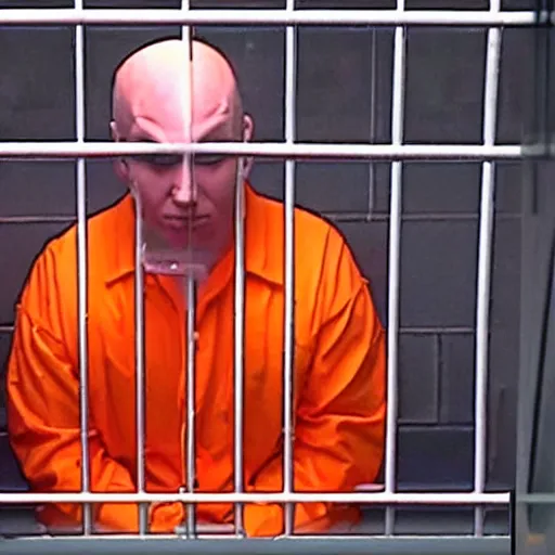 donald trump wearing orange prison jumpsuit, locked | Stable Diffusion