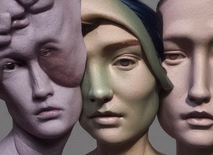 people made of plastic and clay 3 d portrait face, | Stable Diffusion ...