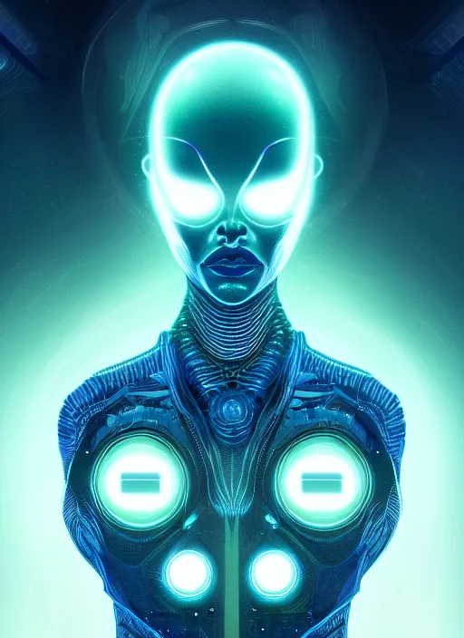 symmetry!! portrait of three legged alien hybrid, tech | Stable ...