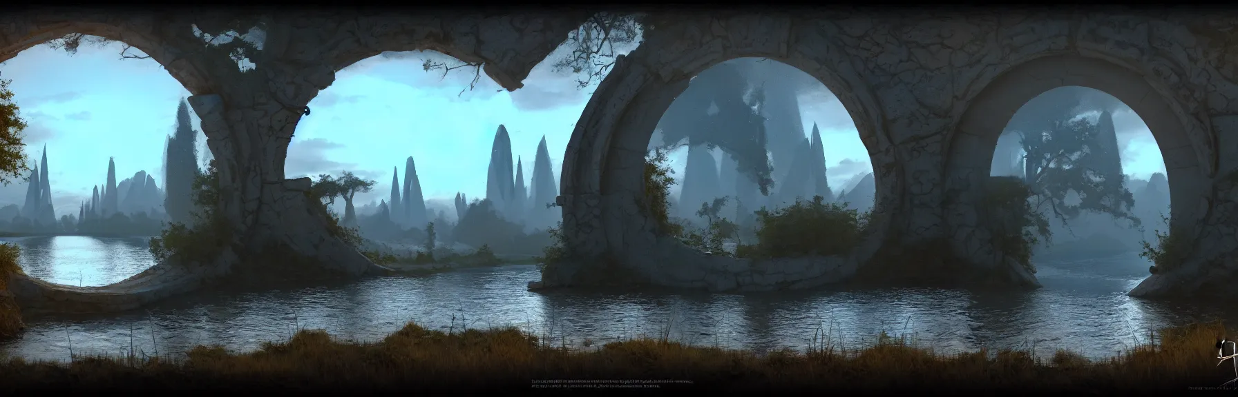 A farcaster portal along the River as described in | Stable Diffusion ...