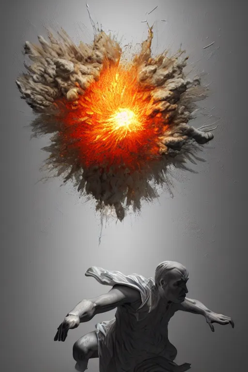 sculpture exploding in white museun exploding inside, | Stable ...