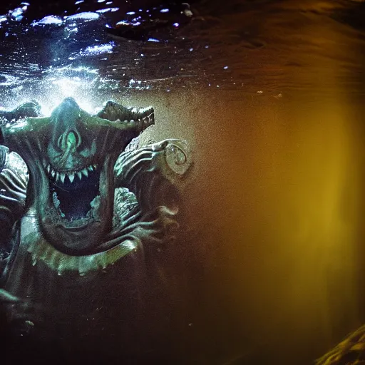 underwater closeup of a satanic sea monster in the | Stable Diffusion