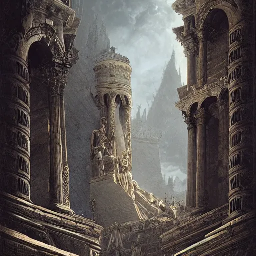 the holy castle of Medusa, with statues, | Stable Diffusion | OpenArt