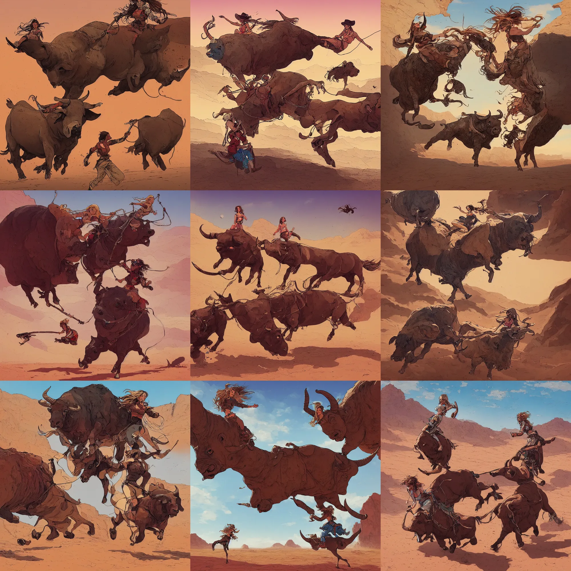 detailed painting of a woman ridding a giant bull, | Stable Diffusion ...