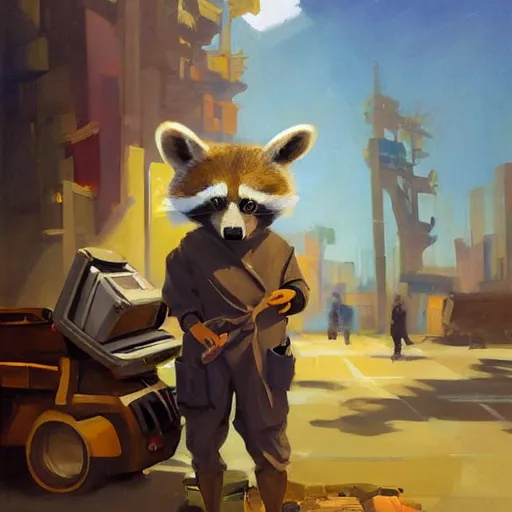 greg manchess painting of a trash panda character, | Stable Diffusion ...