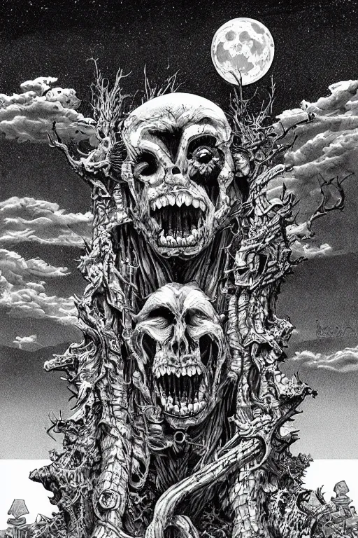 grotesque creature, moonlit sky, highly detailed ink | Stable Diffusion ...