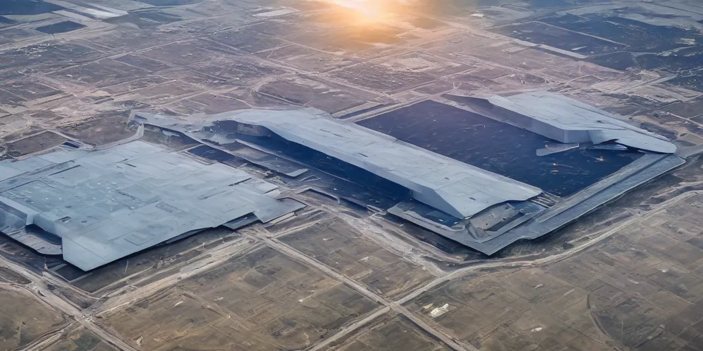 satellite photo of a sophisticated futuristic military | Stable ...