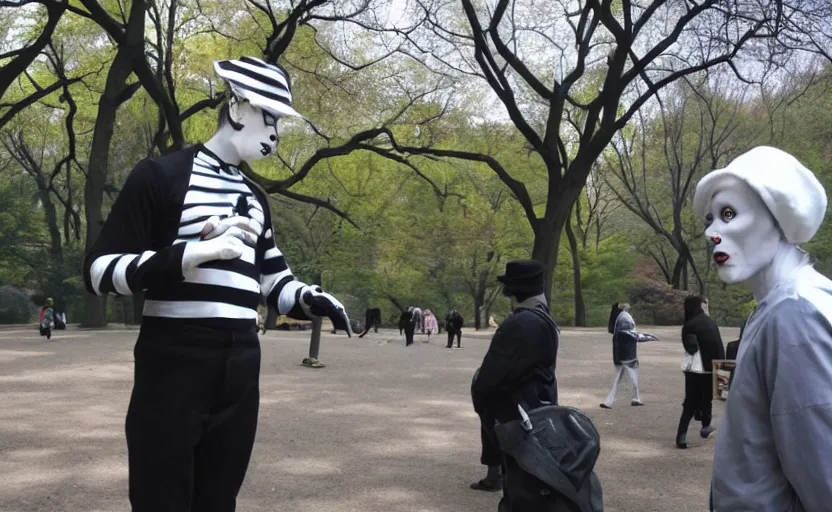 mime in central park looking disapprovingly in your | Stable Diffusion ...