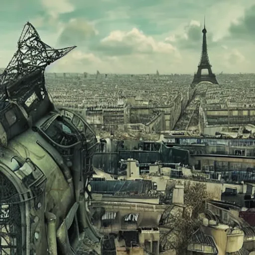 fallout 5 paris cinematic shot, frog perspective of an | Stable ...
