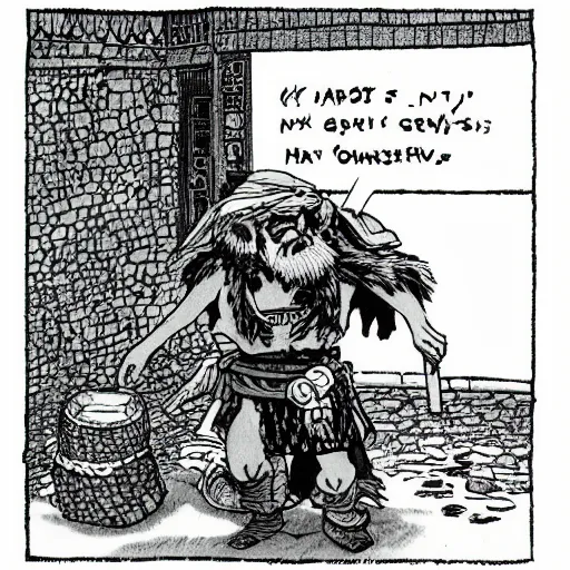 “dnd dwarf, carrying big sack, by gou tanabe, comic” | Stable Diffusion ...