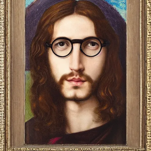 Pre-Raphaelite male portrait crown chakra third eye | Stable Diffusion ...