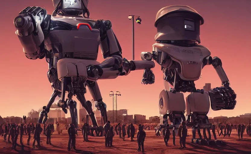 rednecks hail the invasion of gigantic human - like | Stable Diffusion