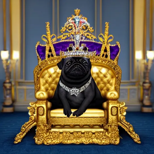 4 k, realistic, extra detail, pug wearing royal robes | Stable ...