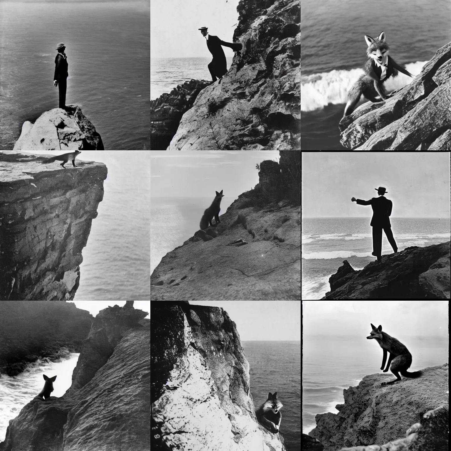 anthro fox man in suit about to fall off cliff into | Stable Diffusion ...