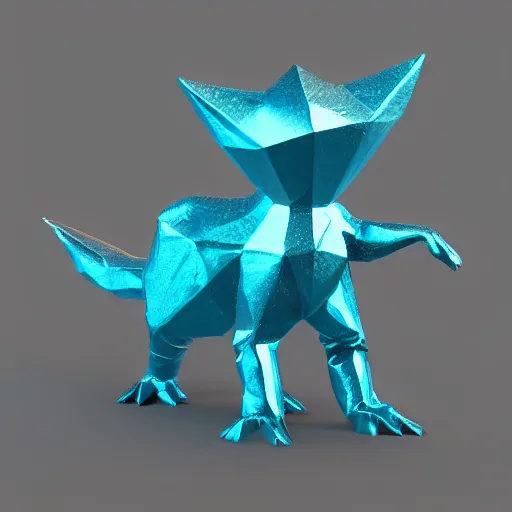 a metallic cyan crystal creature, red headband 4K HD, | Stable ...