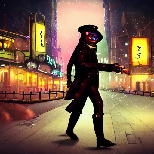 Steam-punk Toad walking down the street of a | Stable Diffusion | OpenArt