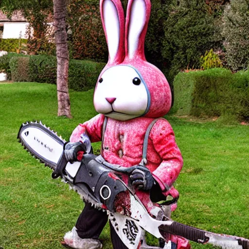 giant bunny with chainsaw painted by mark ryden | Stable Diffusion ...