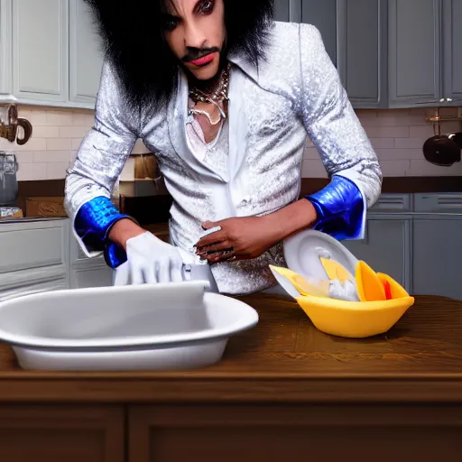 very realistic photo of prince doing the dishes, very | Stable ...
