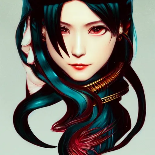 a beautiful portrait of hatsune miku with long black | Stable Diffusion ...
