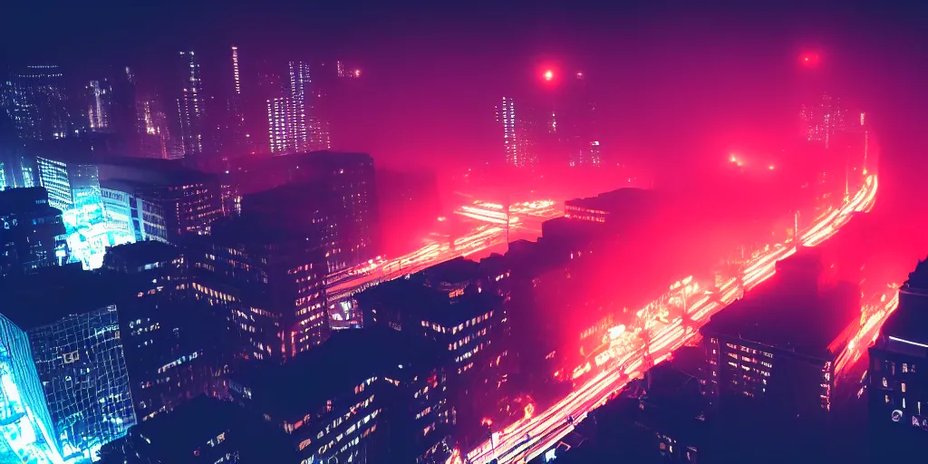 city streets seen from above, neon signs, giant | Stable Diffusion ...