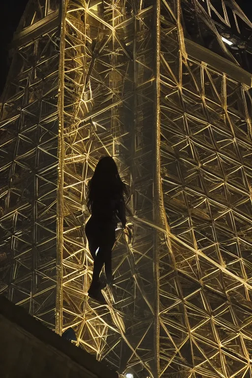 hispanic female teen climbing the Eiffel Tower in the | Stable Diffusion | OpenArt