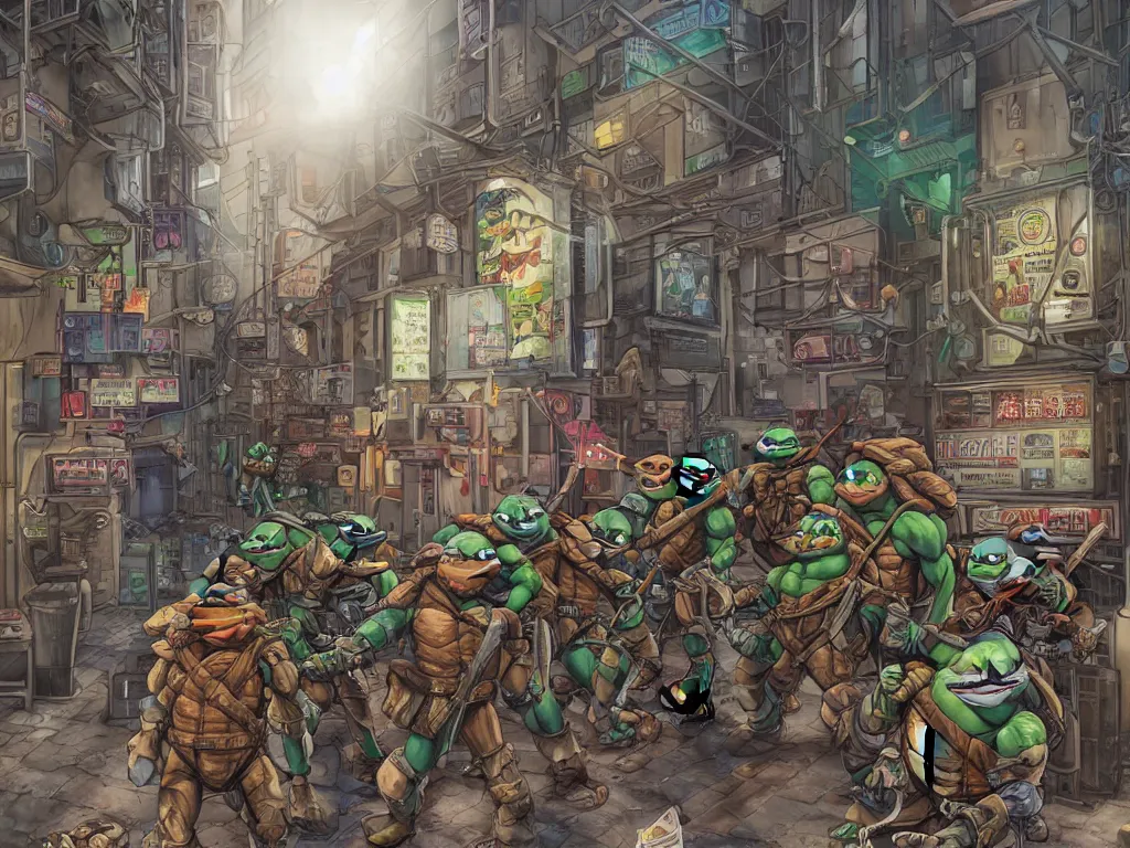 cartoon teenage mutant ninja turtles, standing in | Stable Diffusion ...