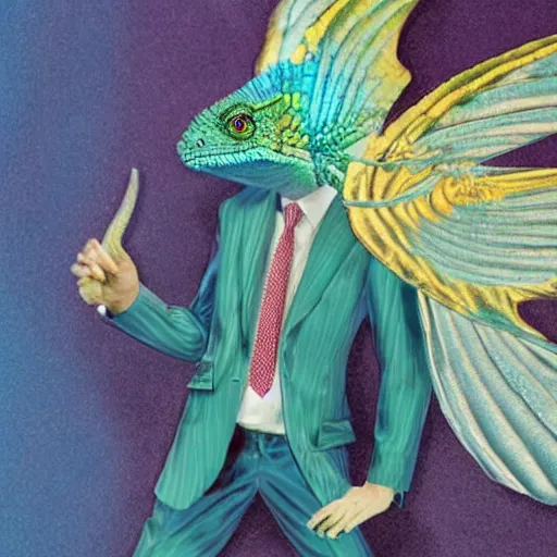 a man with infernal devil wings in an iridescent | Stable Diffusion | OpenArt