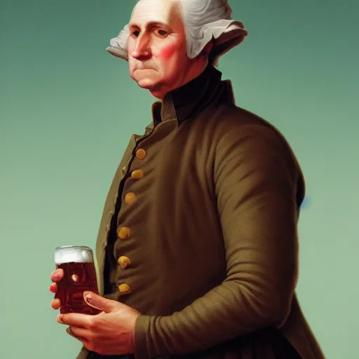 portrait painting of george washington drinking a | Stable Diffusion ...