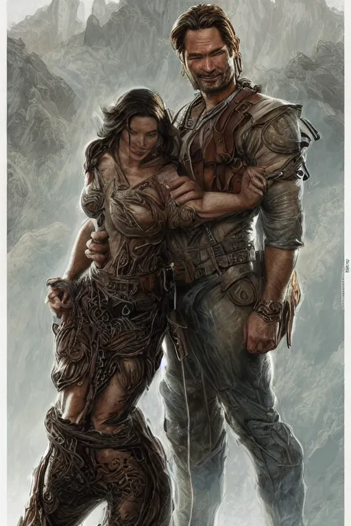 Josh Holloway and Evangeline Lilly as a ruggedly | Stable Diffusion ...
