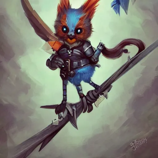 cute little anthropomorphic battle - ready blue jay, | Stable Diffusion