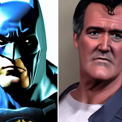 Bruce Campbell playing as batman, hyper realistic, HD, | Stable ...