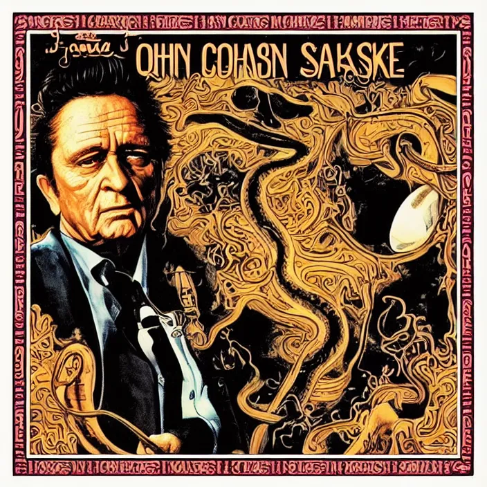 album cover for the Johnny Cash and Snake Oil colab | Stable Diffusion ...