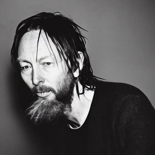 Thom Yorke singer songwriter long beard, a photo by | Stable Diffusion | OpenArt