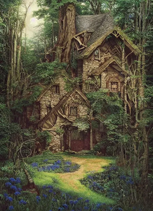 hyper realistic witch cottage rococo in the woods | Stable Diffusion ...