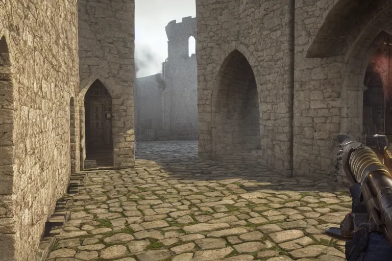 first person point of view of a gunner in a medieval | Stable Diffusion